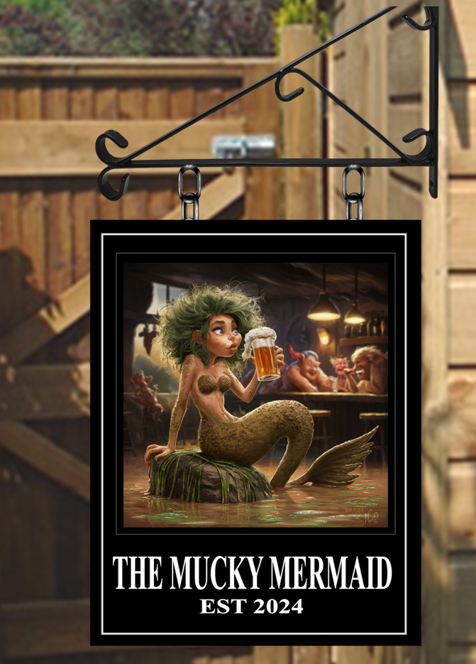 The Mucky Mermaid Personalised Swinging Bar Sign – BarSigns UK