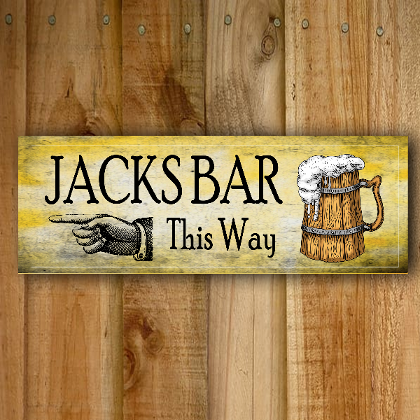Your bar this way wall mounted signs customised heavy duty metal 40cm ...