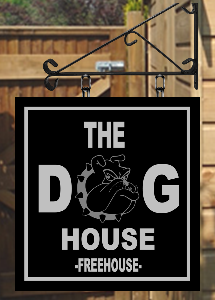 The Dog House Square design Bar Personalised Swinging – BarSigns UK