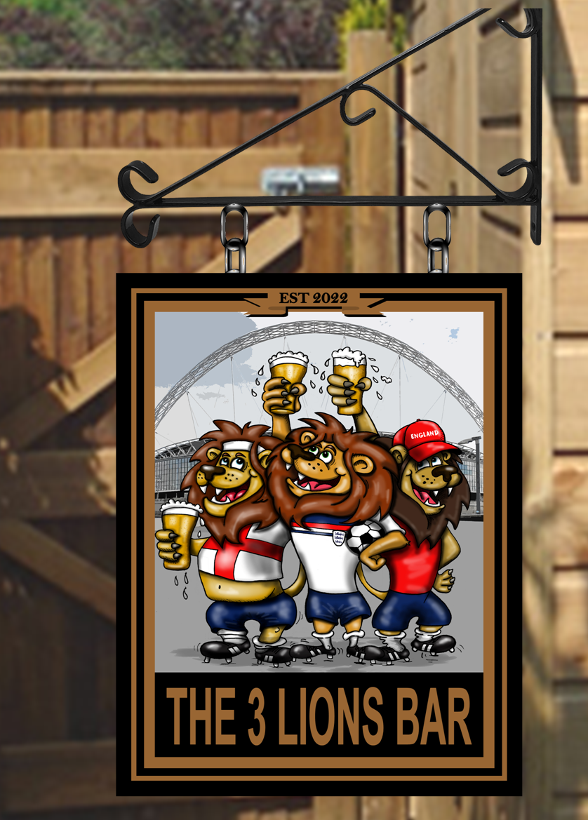 The 3 Lions Sports Bar, World Cup, England, Personalized Swinging Pub ...