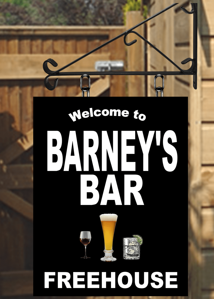 Vertical personalised Swinging Custom made Hanging – BarSigns UK