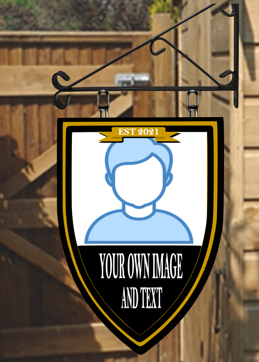 Shield shaped Bar Personalised Swinging Custom – BarSigns UK